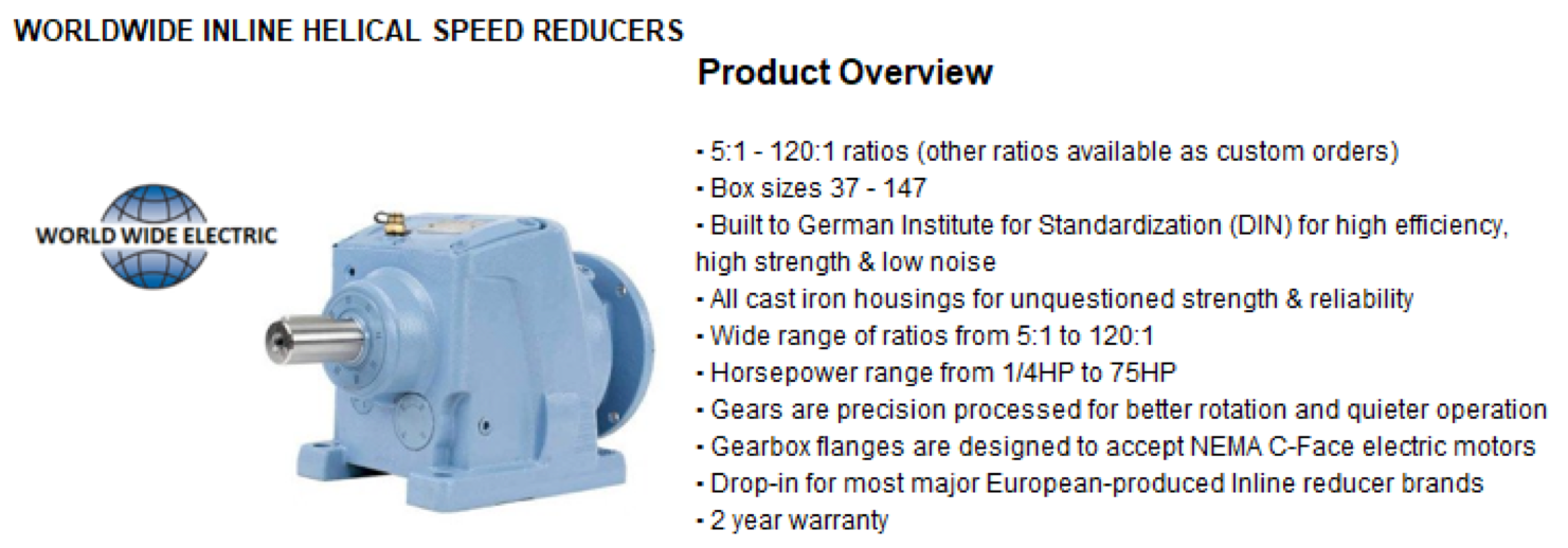 WORLDWIDE INLINE HELICAL SPEED REDUCERS – Mitris Inc